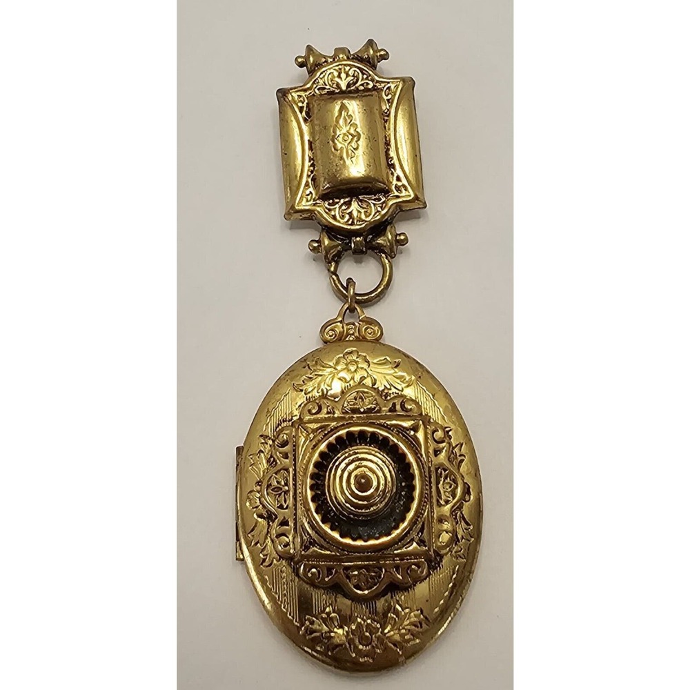 Vintage Fur Clip Gold Tone Attached Locket Beautiful … - Gem